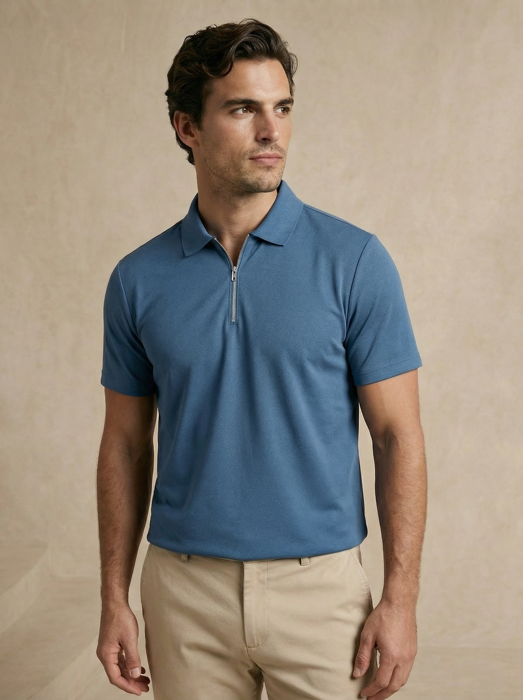 Zipper Atlantic Blue Polo T-Shirt – CXL